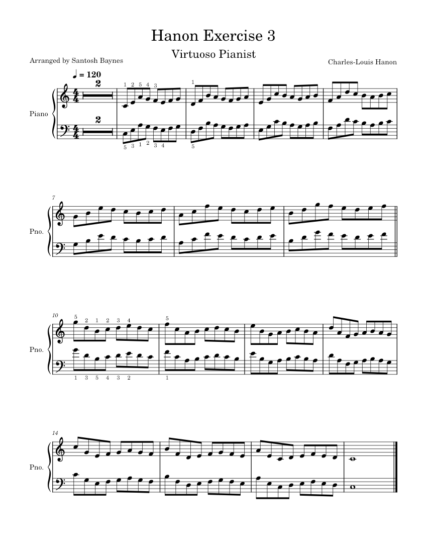 The Virtuoso Pianist – Hanon, Charles-Louis - Exercise 3 Sheet music for Piano (Solo ...