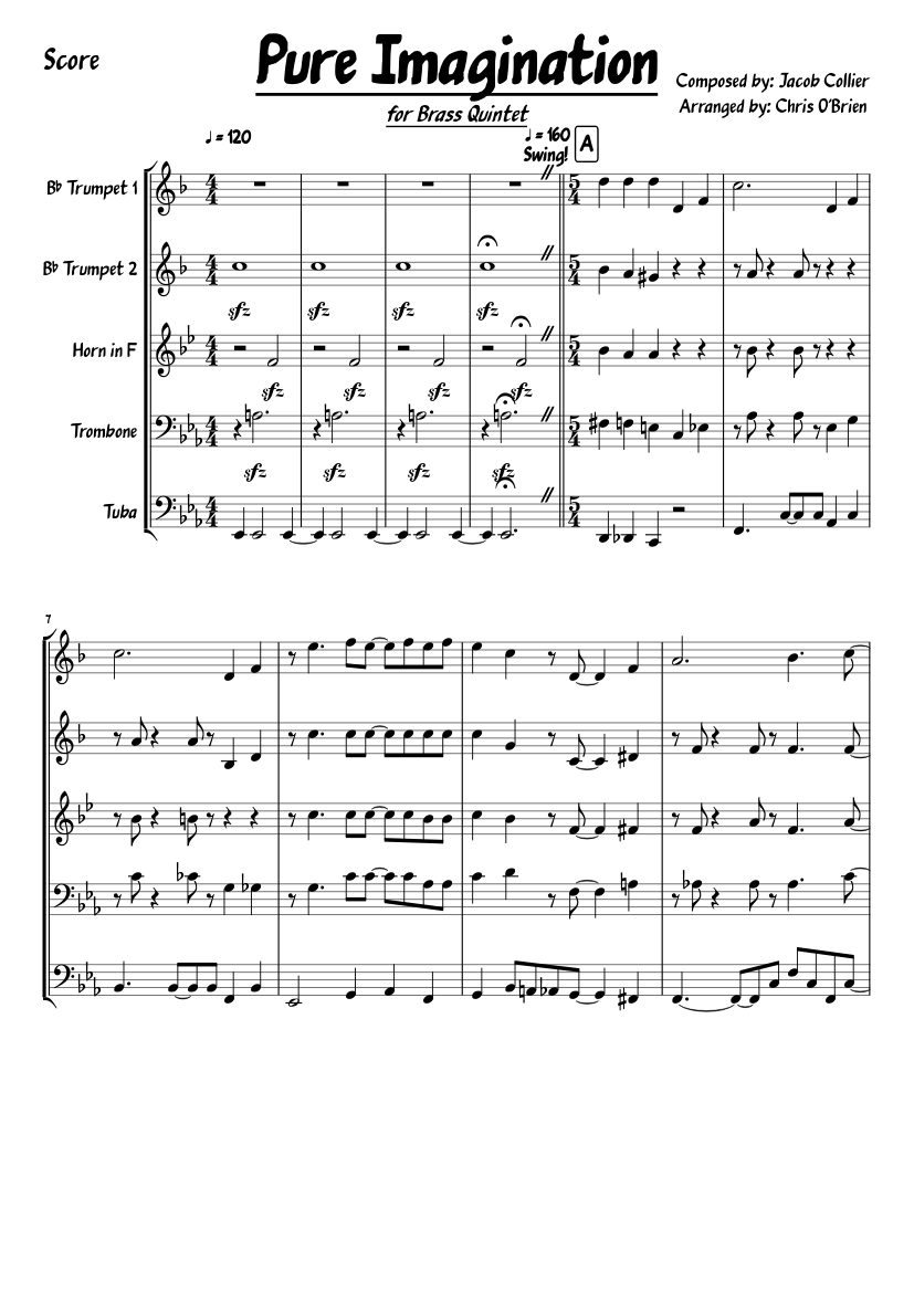 Pure Imagination Sheet music for Trombone, Tuba, Trumpet in b-flat ...