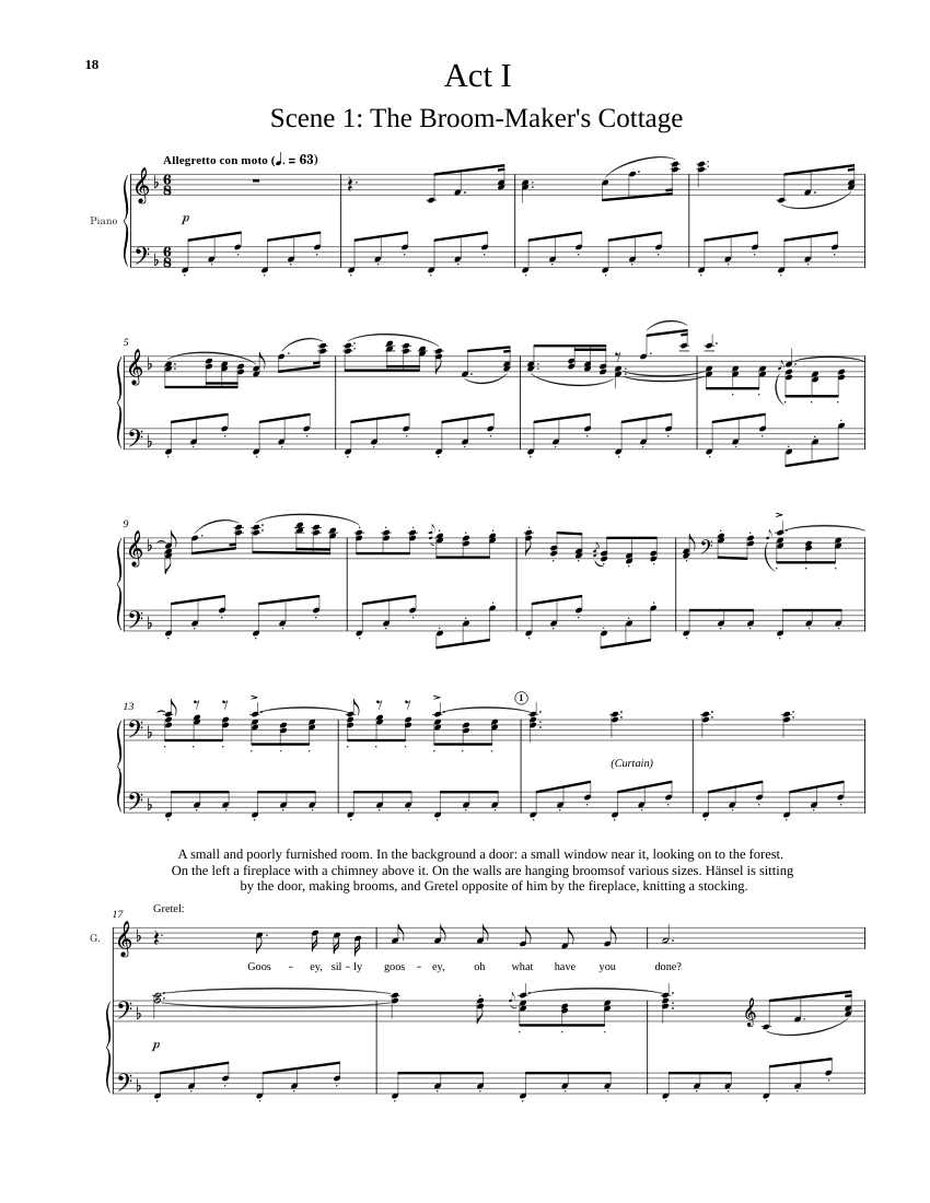 Hänsel und Gretel: Act I, Scene 1 (English Libretto) Sheet music for ...