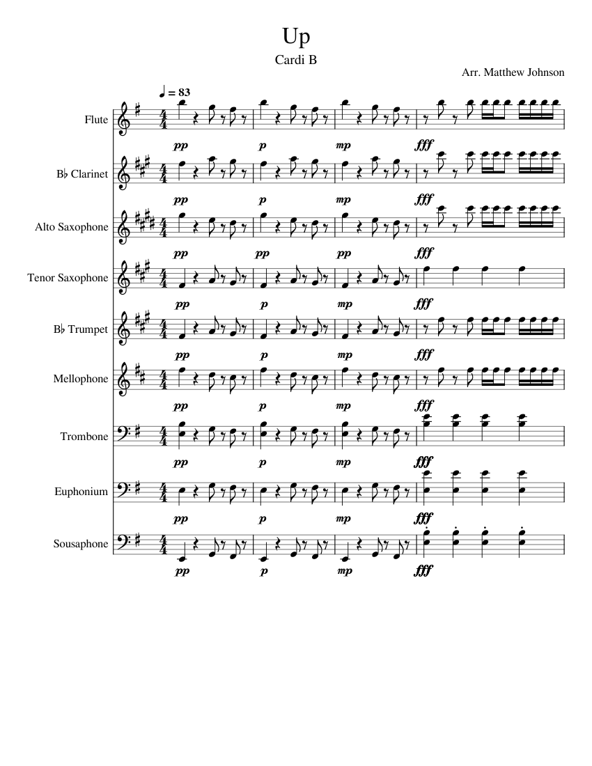 Up – Cardi B Sheet music for Trombone, Euphonium, Mellophone, Flute & more instruments (Marching ...