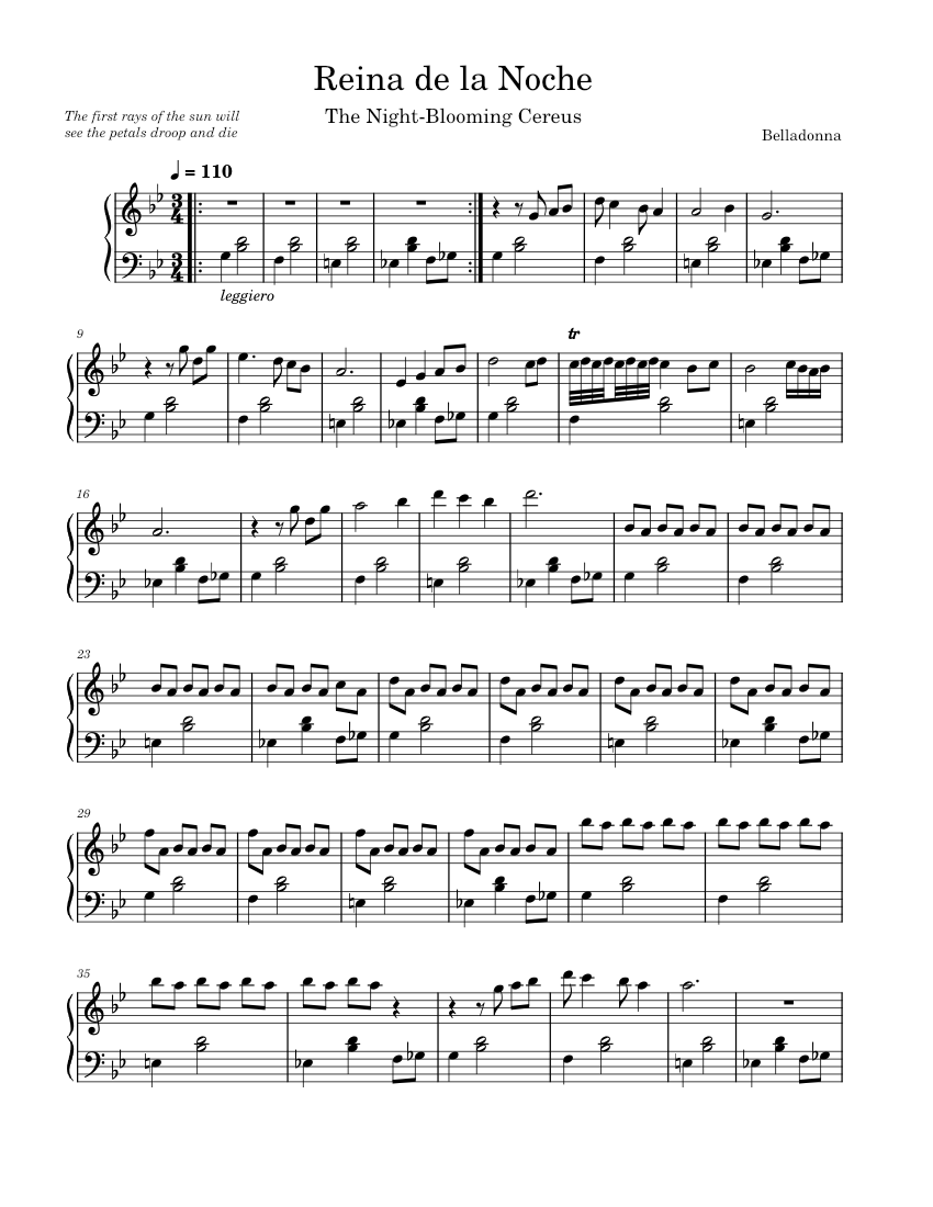 Reina_de_la_Noche Sheet music for Piano (Solo) | Musescore.com