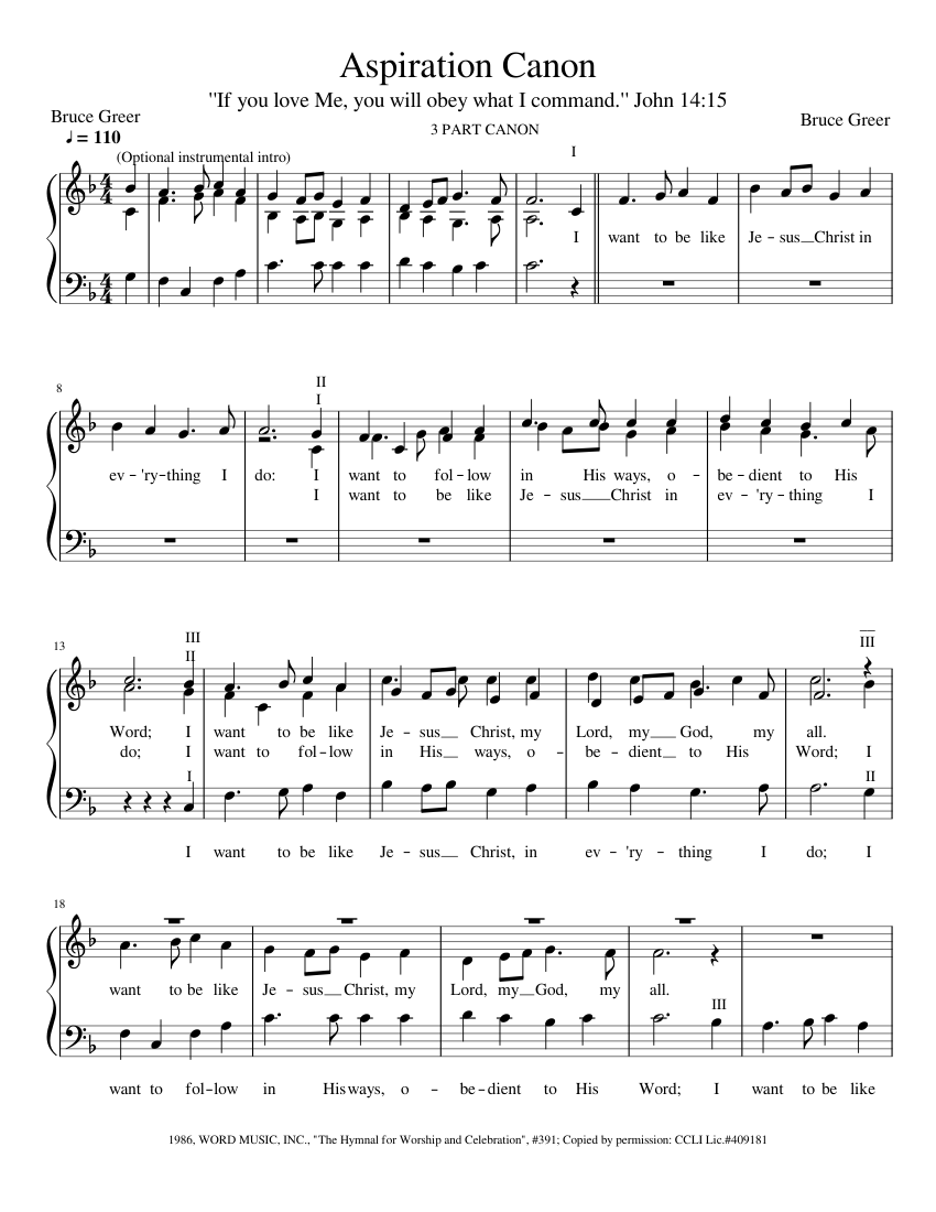 Aspiration Canon Sheet music for Piano (Solo) Easy | Musescore.com