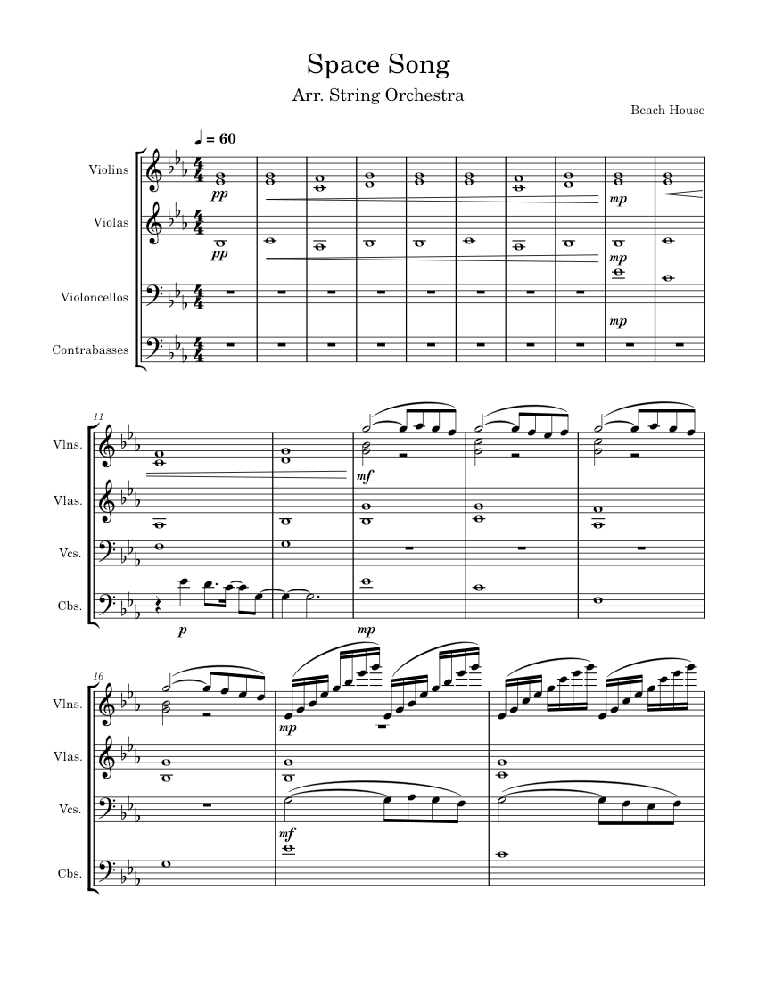 Space Song Sheet music for Strings group (String Quintet) | Musescore.com