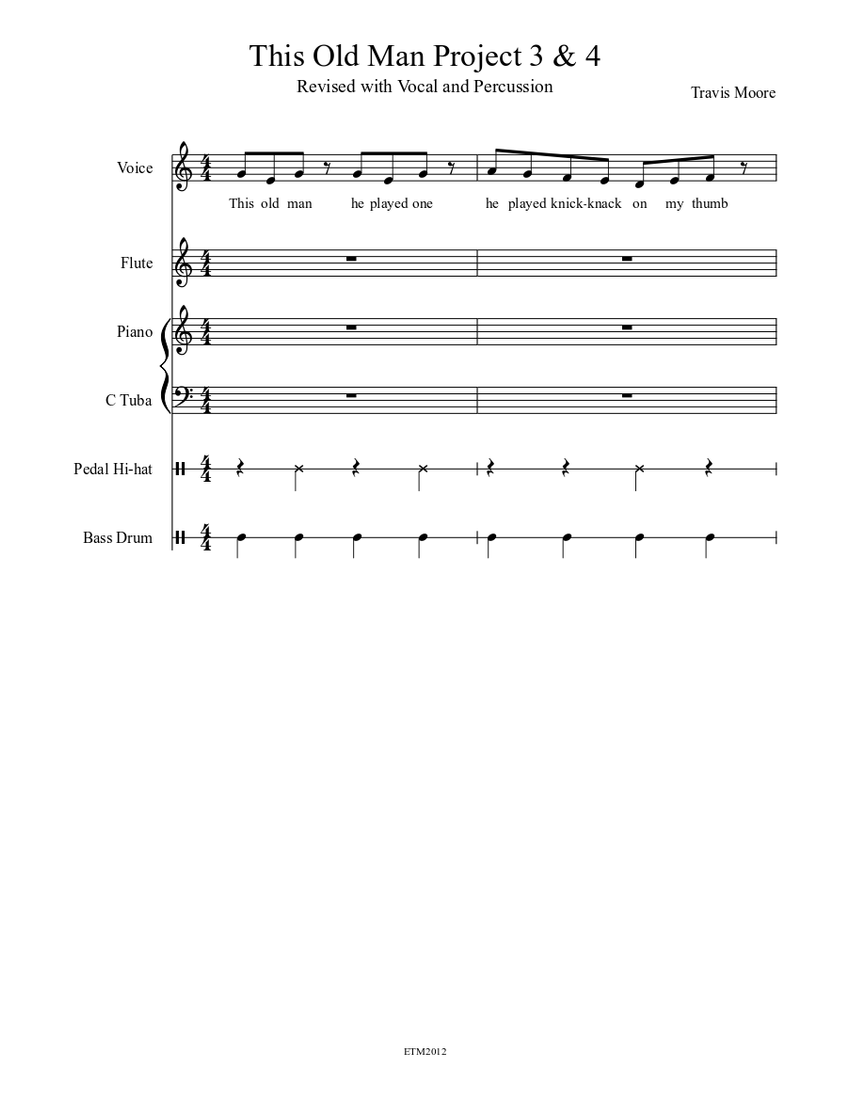 This Old Man Project 3 & 4 Sheet music for Piano, Flute, Tuba, Voice ...