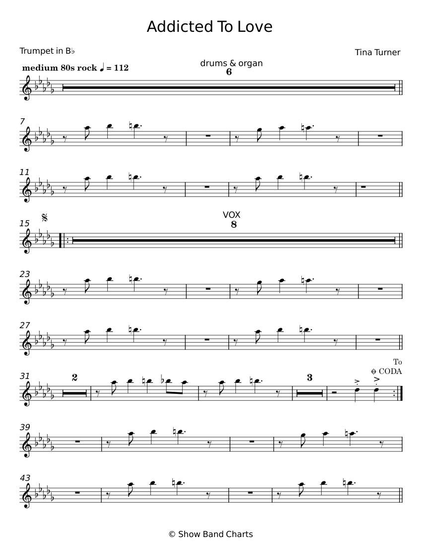 Addicted To Love - Tina Turner Sheet Music for Trumpet other (Solo ...