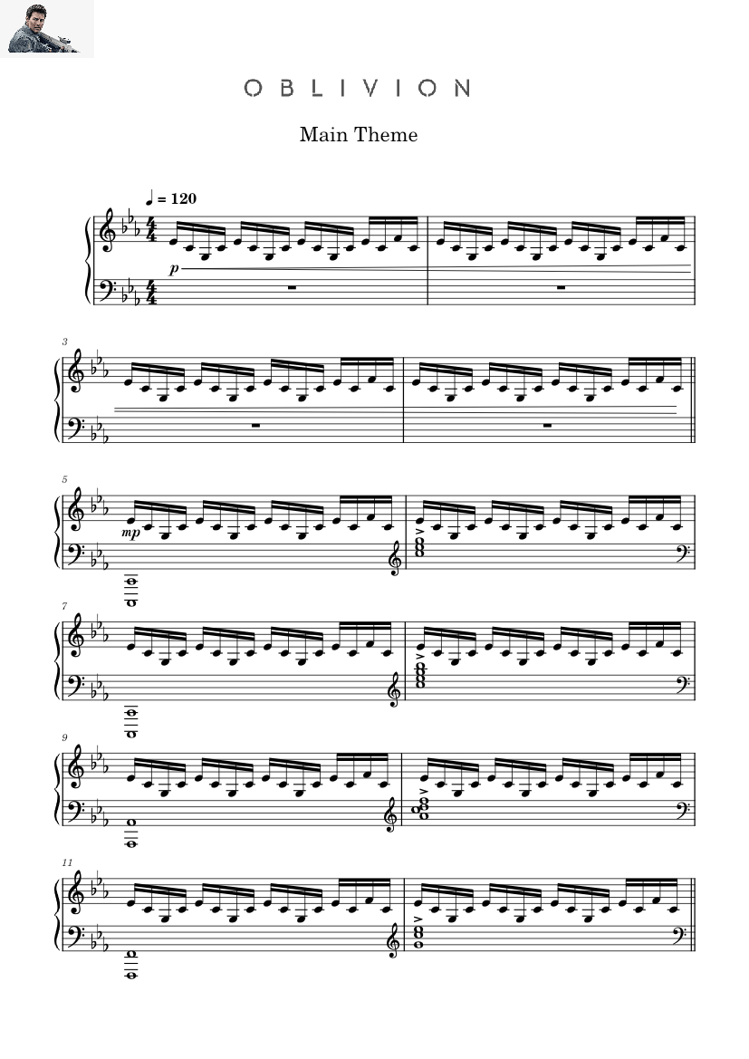 Tom Cruise - Oblivion - Main Theme Sheet music for Piano (Solo) | Musescore.com