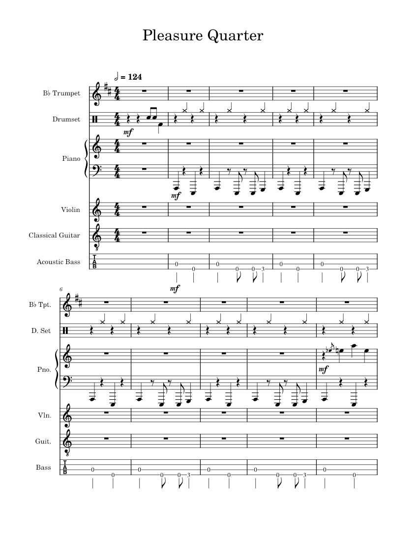 Pleasure Quarter Sheet music for Piano, Trumpet in b-flat, Violin ...