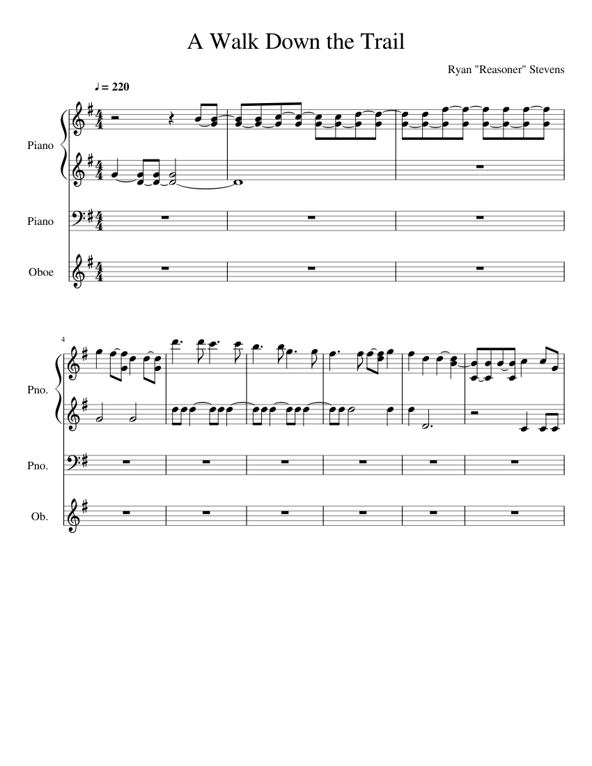Reasoner - A Walk Down The Trail Sheet Music (inaccurate) Sheet music ...