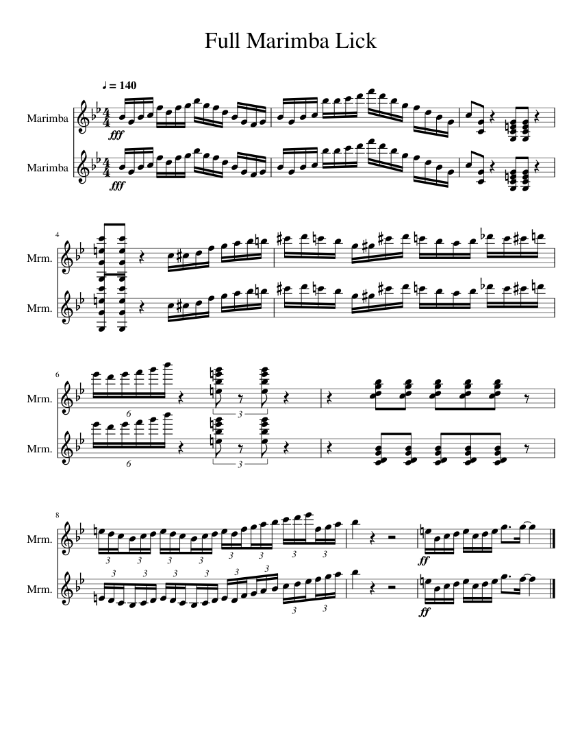 Marimba Lick Sheet music for Marimba (Percussion Duet) | Musescore.com