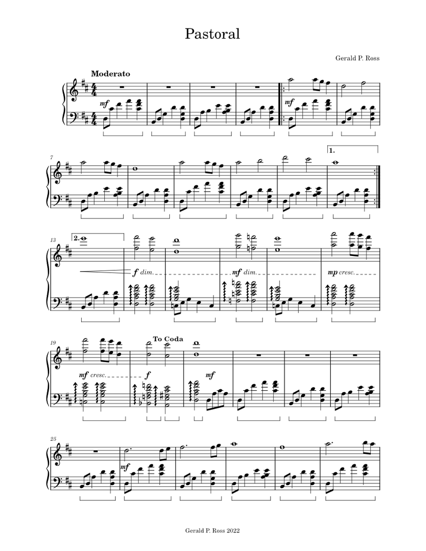Pastoral Sheet music for Piano (Solo) | Musescore.com