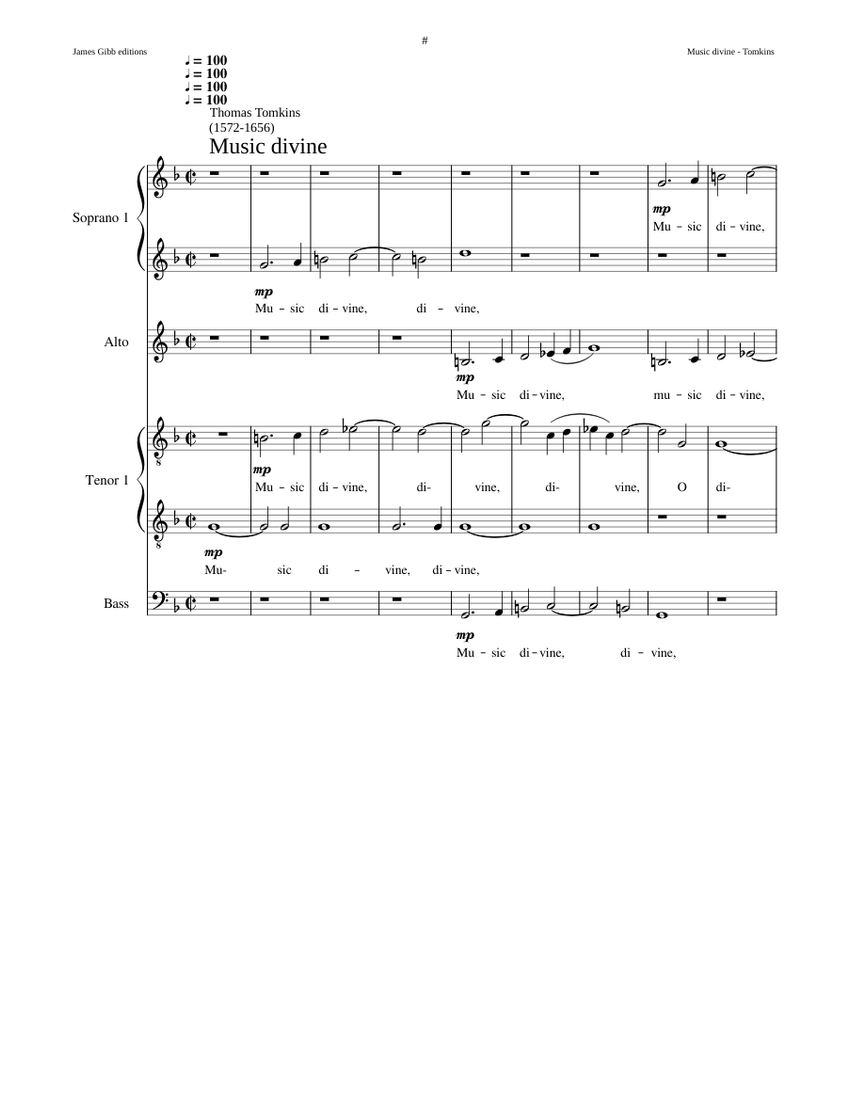 Music divine - Thomas Tomkins Sheet music for Bass guitar (Solo ...