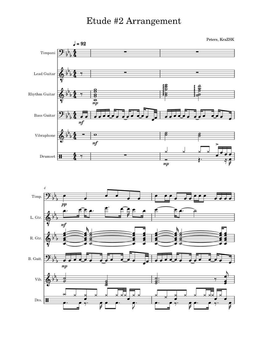 Etude #2 Arrangement Sheet music for Drum Group, Guitar, Timpani ...