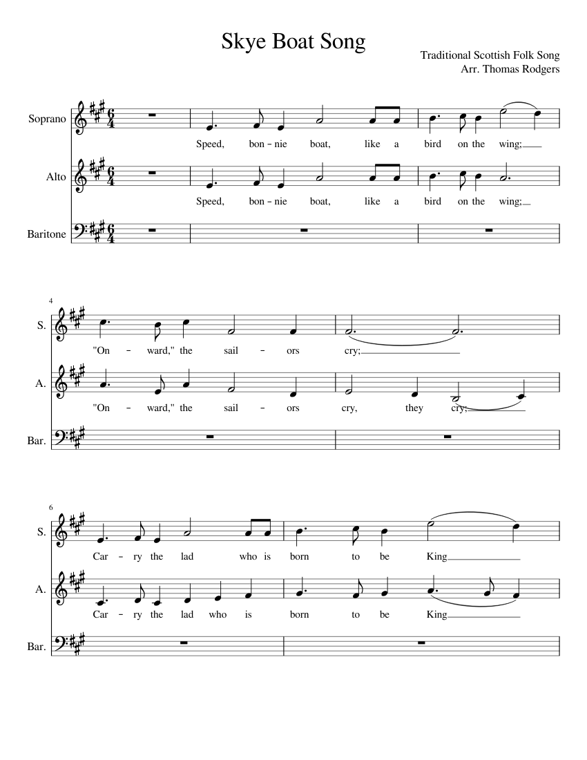 Skye Boat Song Sheet music for Soprano, Alto, Baritone (Choral ...