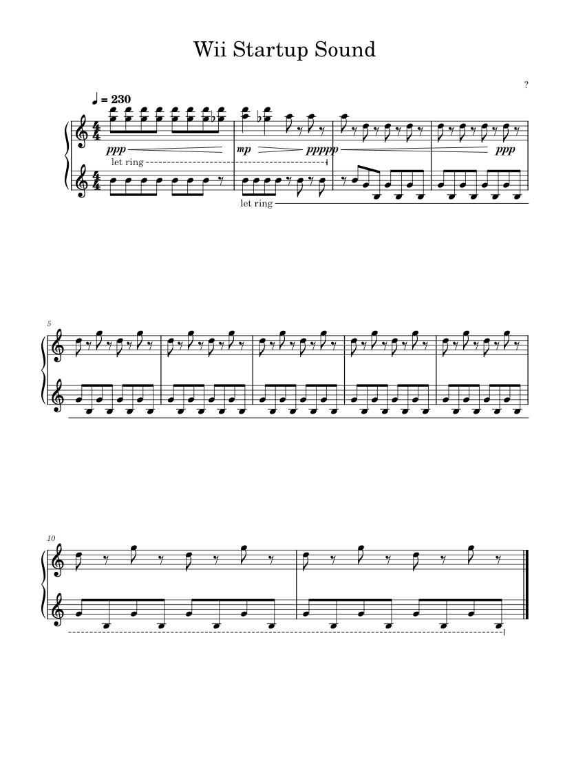 Wii Startup Sound - piano tutorial