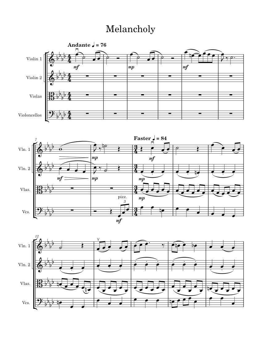 Melancholy Sheet music for Violin, Strings group (String Ensemble) | Musescore.com