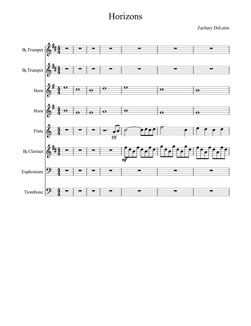 Horizons Sheet music for Trombone, Flute (Mixed Duet) | Musescore.com