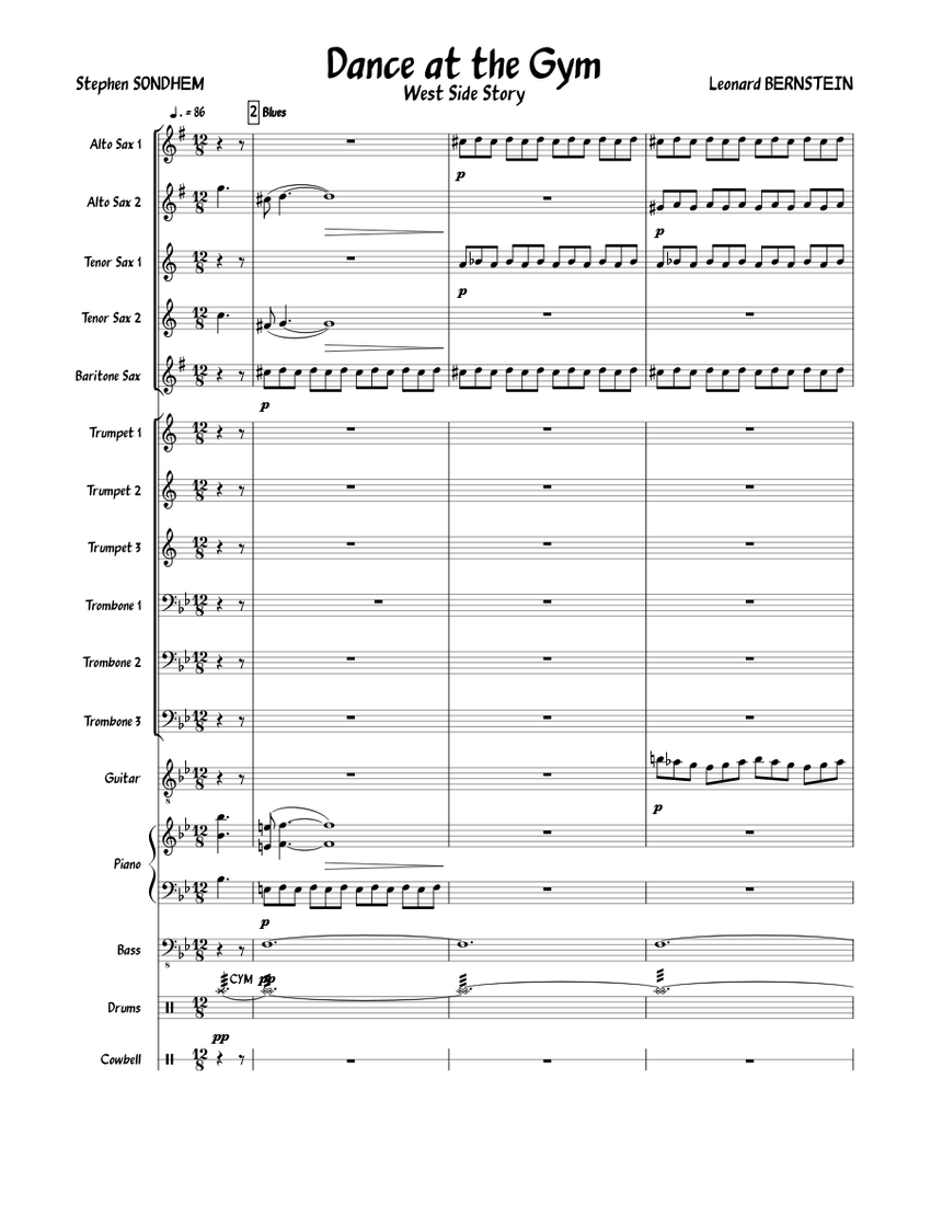 Dance at the Gym Sheet music for Piano, Trumpet (In B Flat), Trombone ...