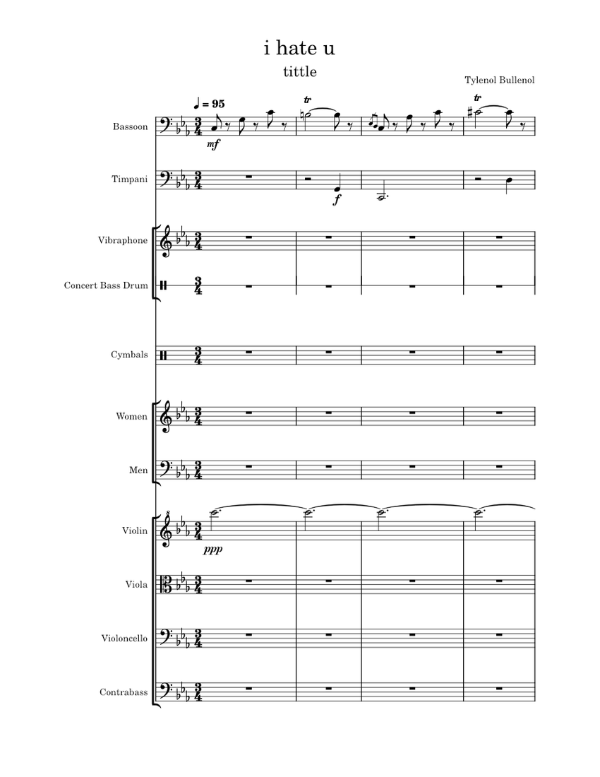 i hate u Sheet music for Female, Male, Bassoon, Contrabass & more ...