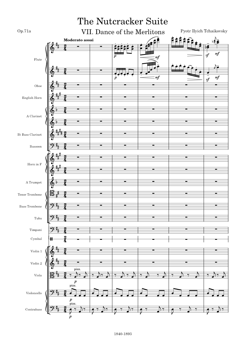 The Nutcracker Suite, Op.71a, VII. Dance of the Merlitons – Pyotr Ilyich Tchaikovsky Sheet music ...