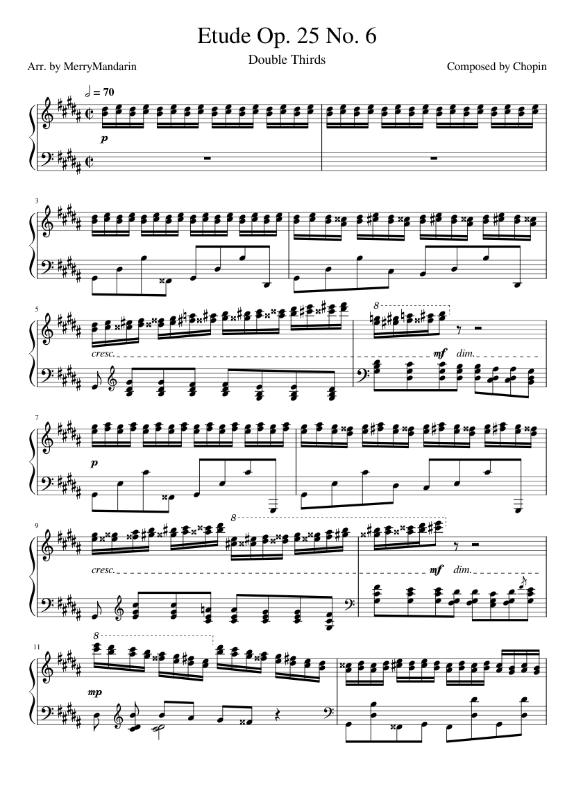 Etude No. 6 in G# Minor "Double Thirds" (Op. 25) – Frédéric Chopin ...