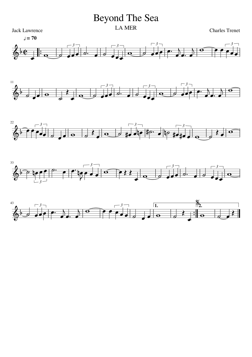 Beyond The Sea (LA MER) Sheet music for Trumpet in c (Solo) | Musescore.com