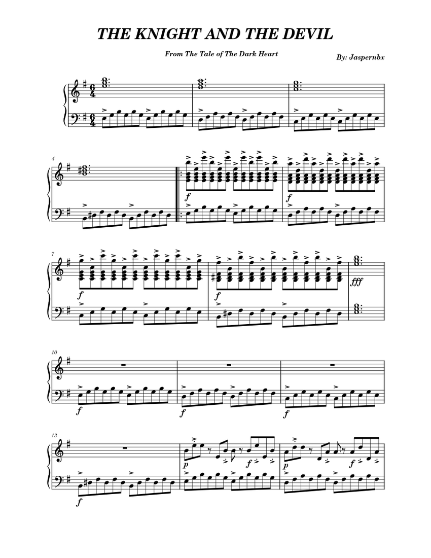 THE KNIGHT AND THE DEVIL Sheet music for Piano (Solo) | Musescore.com