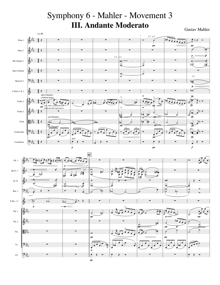 Symphony #6 Movement 3, Mahler Sheet music for Trombone, Tuba, Celesta, Flute piccolo & more ...