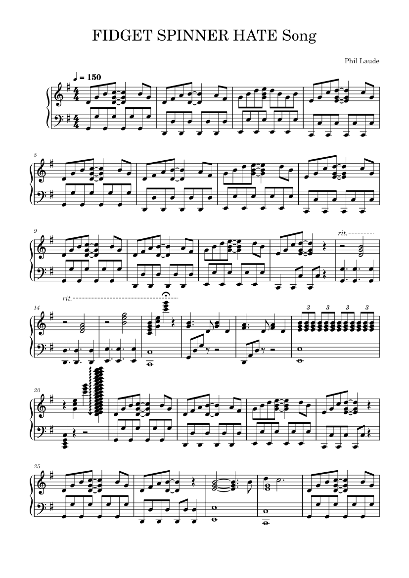 FIDGET SPINNER HATE Song – Phil Laude Sheet music for Piano (Piano ...
