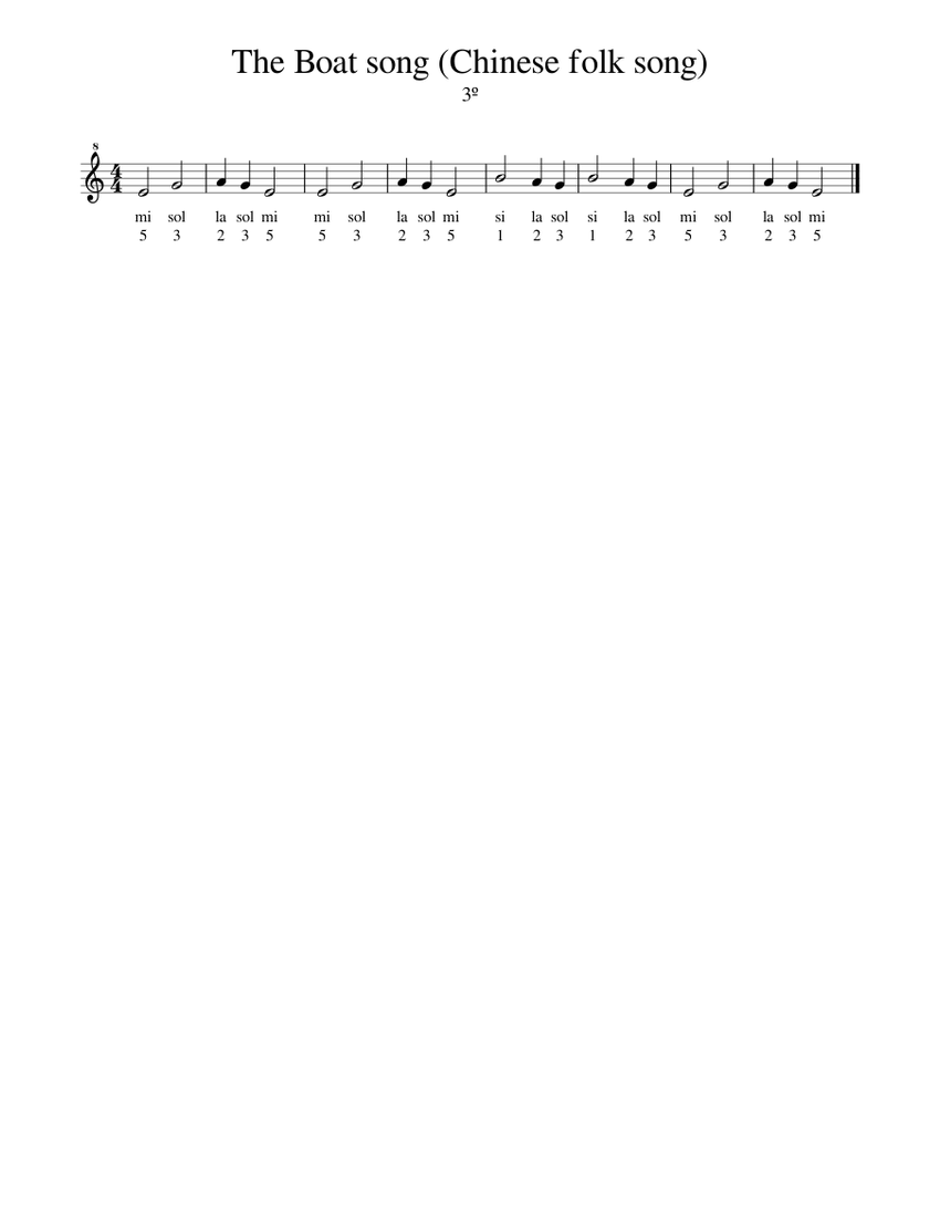 The Boat song (Chinese folk song) Sheet music for Recorder (Solo ...