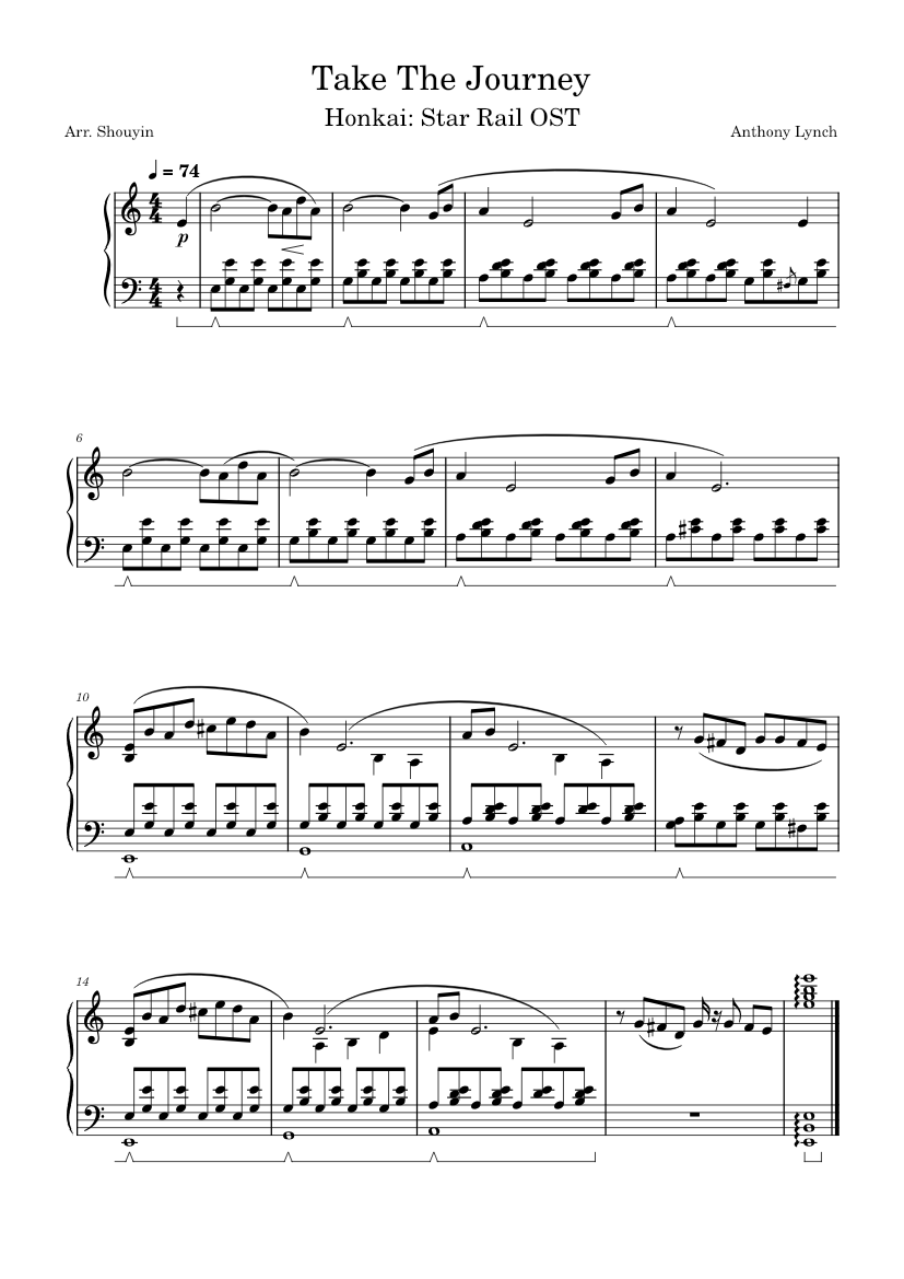 Honkai Star Rail OST - Take The Journey Piano Sheet Music for Piano ...