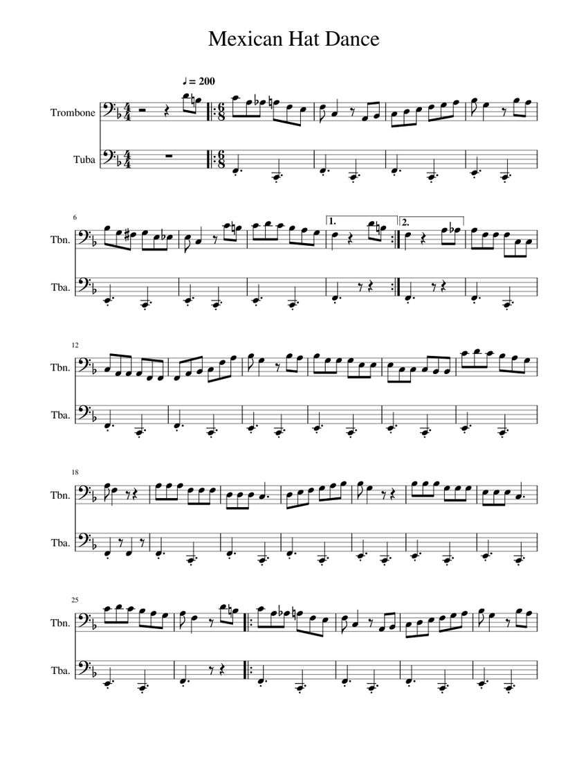 Mexican Hat Dance Sheet music for Trombone, Tuba (Brass Duet ...