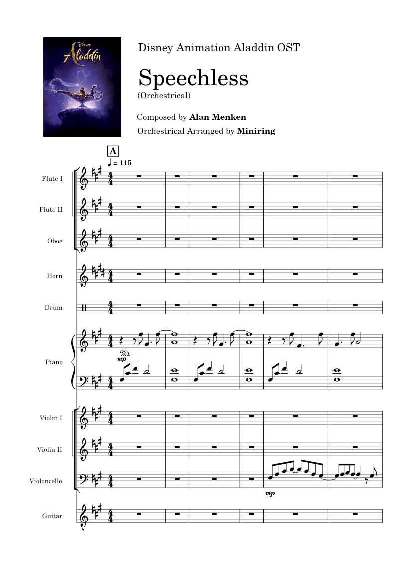 [Orchestra] Speechless - Naomi Scott (Aladdin OST) Sheet Music for ...