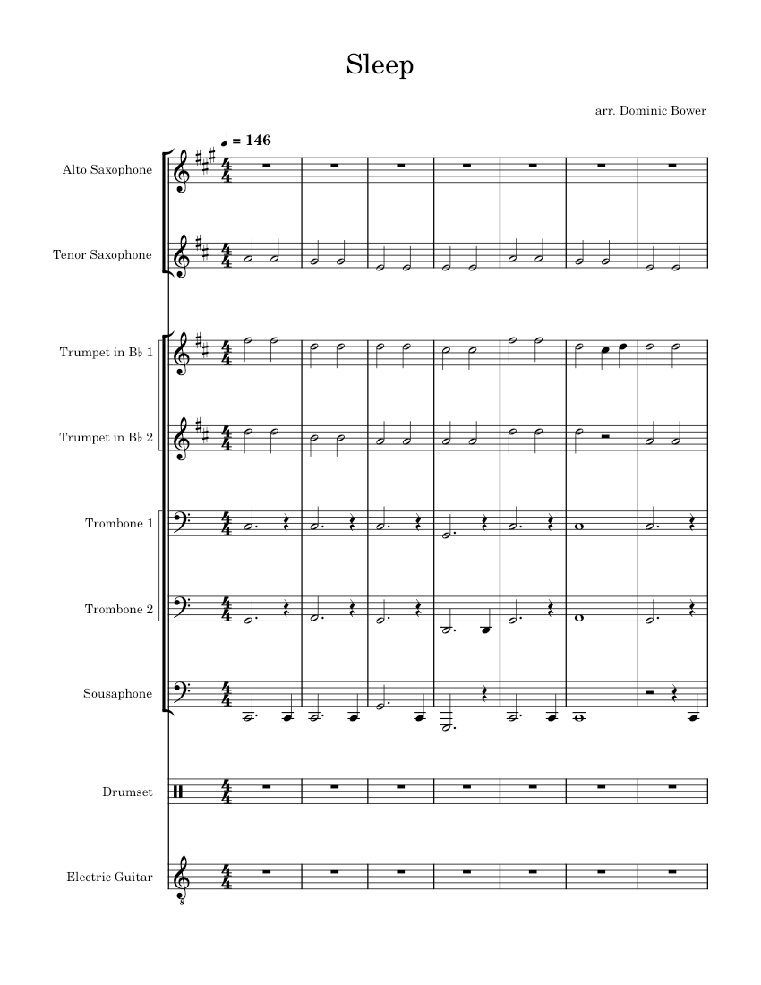 Sleep – My Chemical Romance (Brass Band) Sheet Music for Trombone, Tuba ...