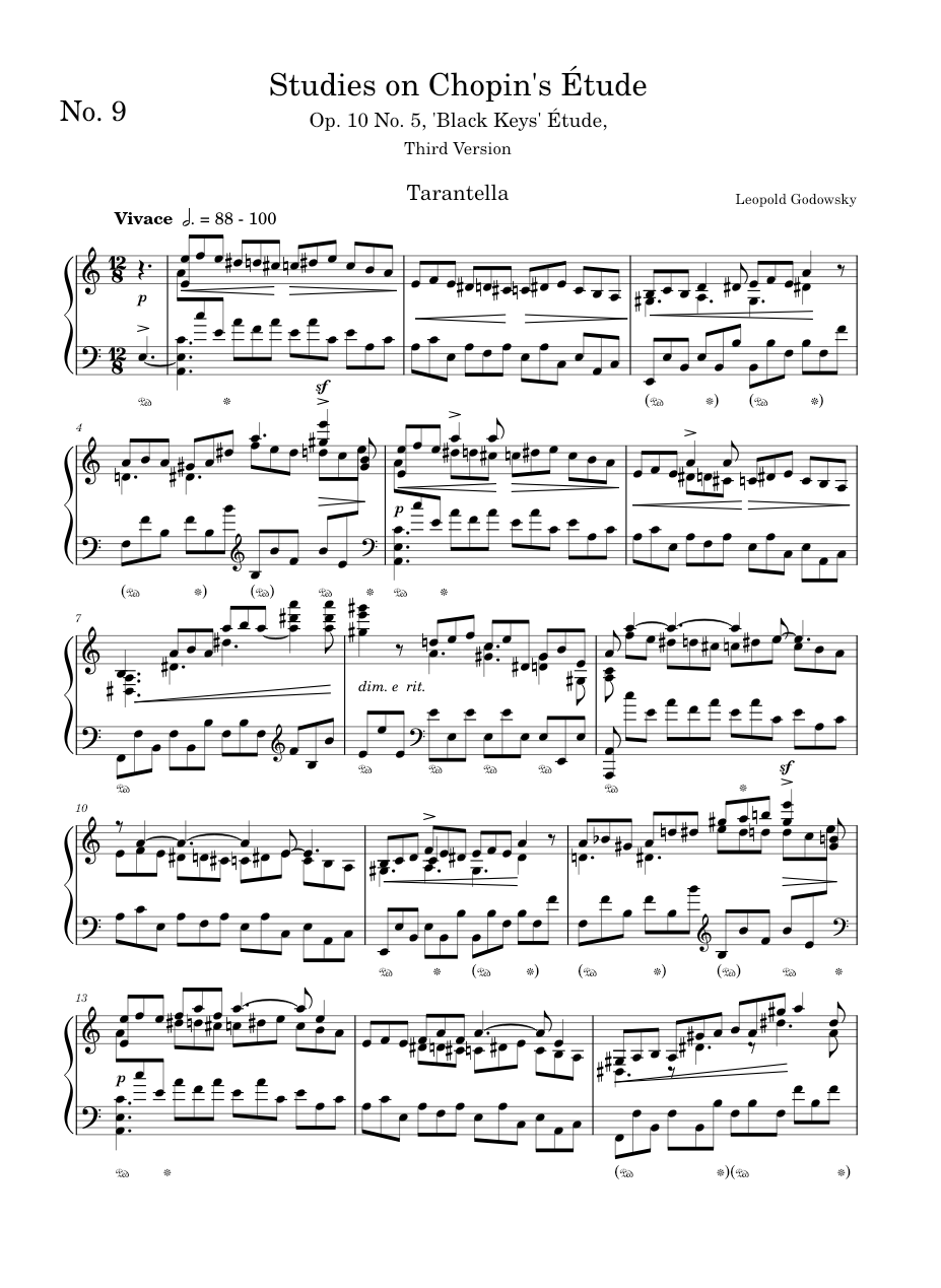 Study No. 9 on Chopin's Étude (Op. 10 No. 5) Tarantella – Leopold Godowsky Sheet music for Piano ...