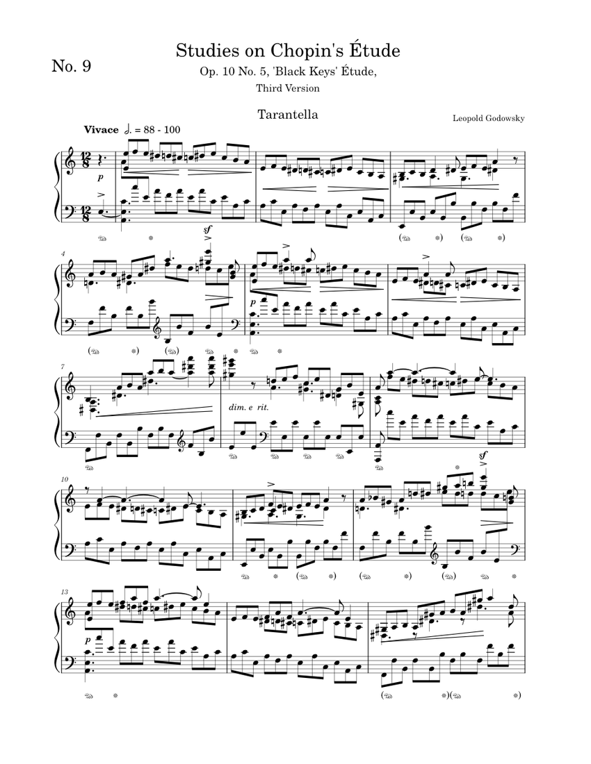 Study No. 9 on Chopin's Étude (Op. 10 No. 5) Tarantella – Leopold Godowsky Sheet music for Piano ...