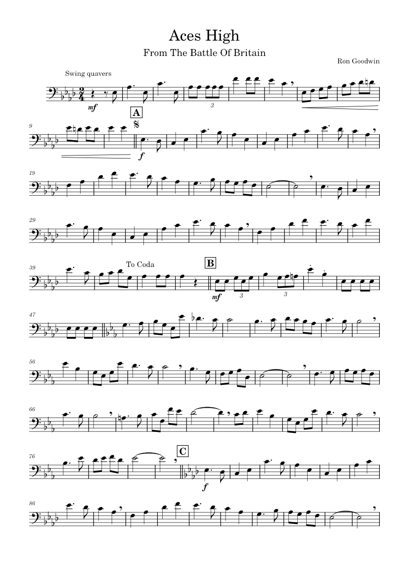 Aces High – Ron Goodwin - From the Battle of Britain Sheet Music for ...