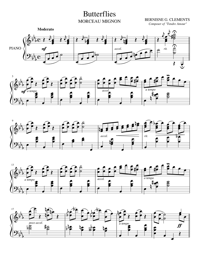 Butterflies (1918) Sheet music for Piano (Solo) | Musescore.com