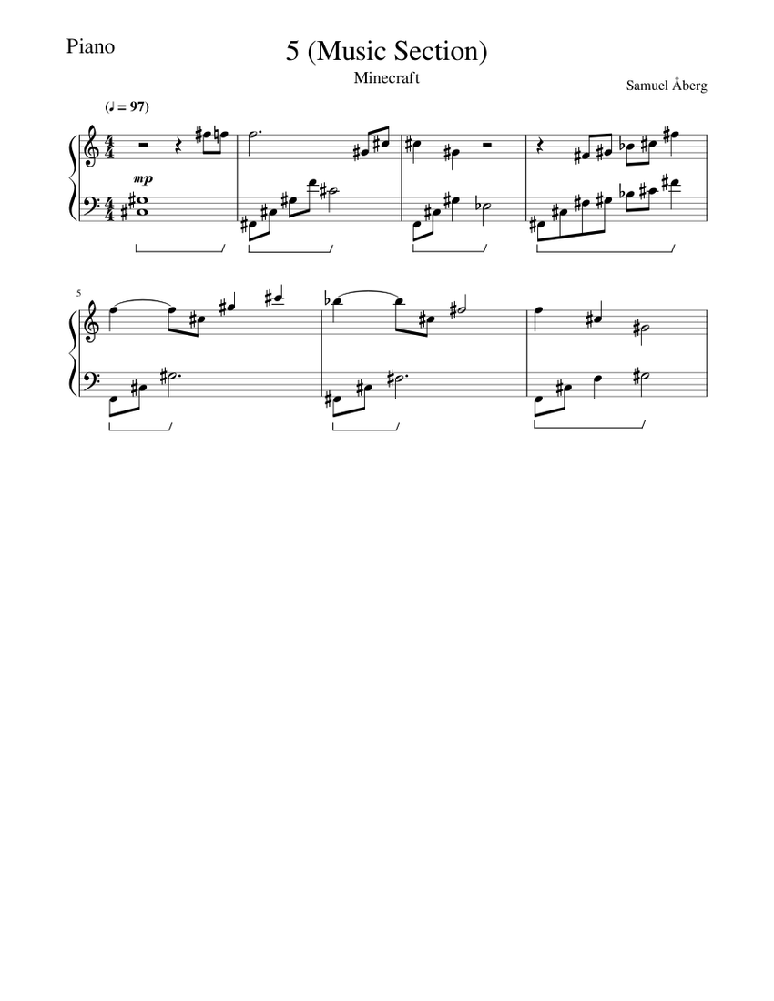 Samuel Åberg - 5 (Music Section) Sheet music for Piano (Solo) Easy ...