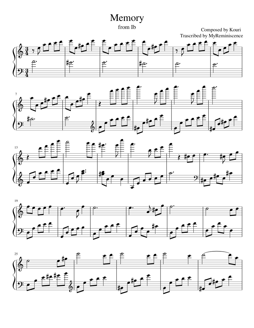 Memory Sheet music for Piano (Solo) Easy | Musescore.com