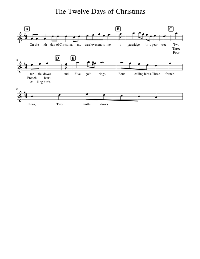 The Twelve Days of Christmas Sheet music for Piano (Solo) Easy ...