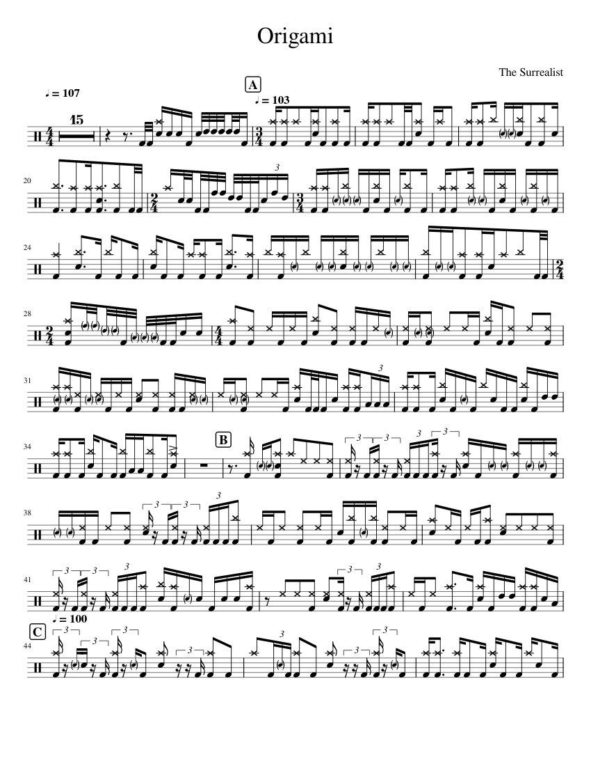 Origami Sheet music for Drum group (Solo) | Musescore.com