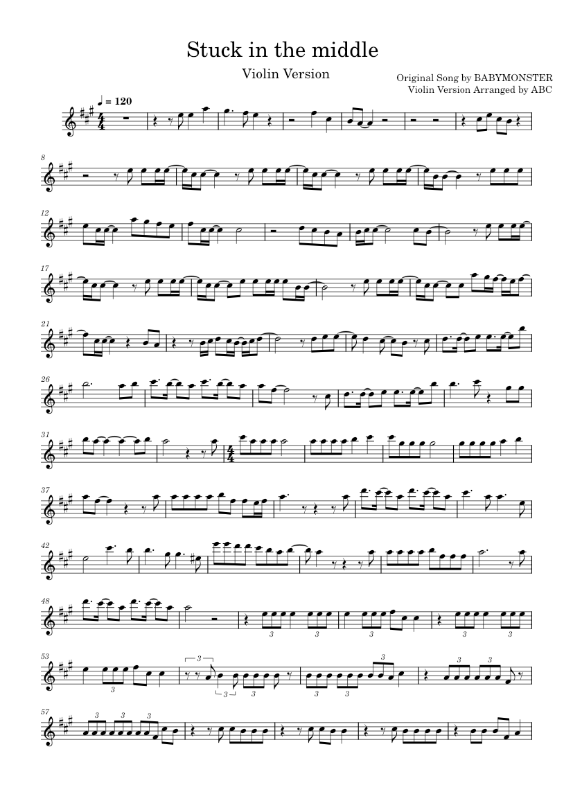 Stuck In The Middle – BABYMONSTER (Violin Version) Sheet Music for ...