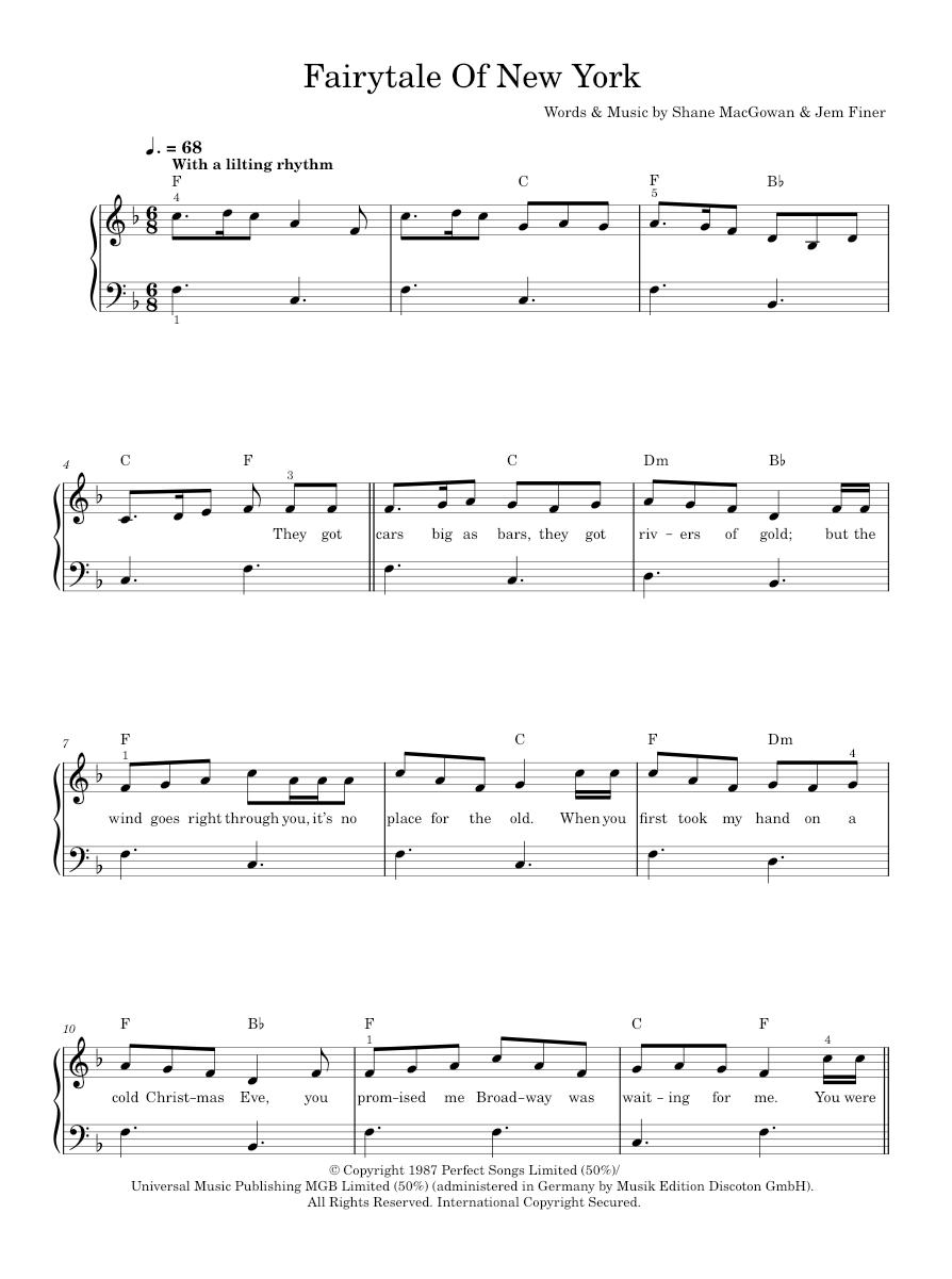 Play Official version of Fairytale of New York sheet music by The ...
