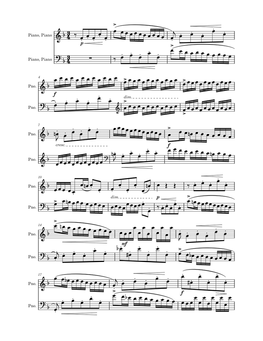 Bach Invention 8 Sheet music for Piano (Solo) | Musescore.com