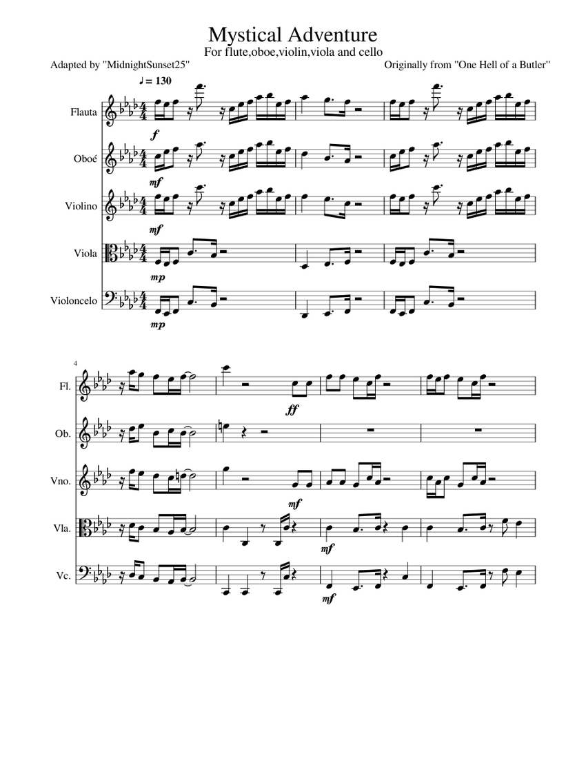 Mystical Adventure Sheet music for Flute, Oboe, Violin, Viola & more ...