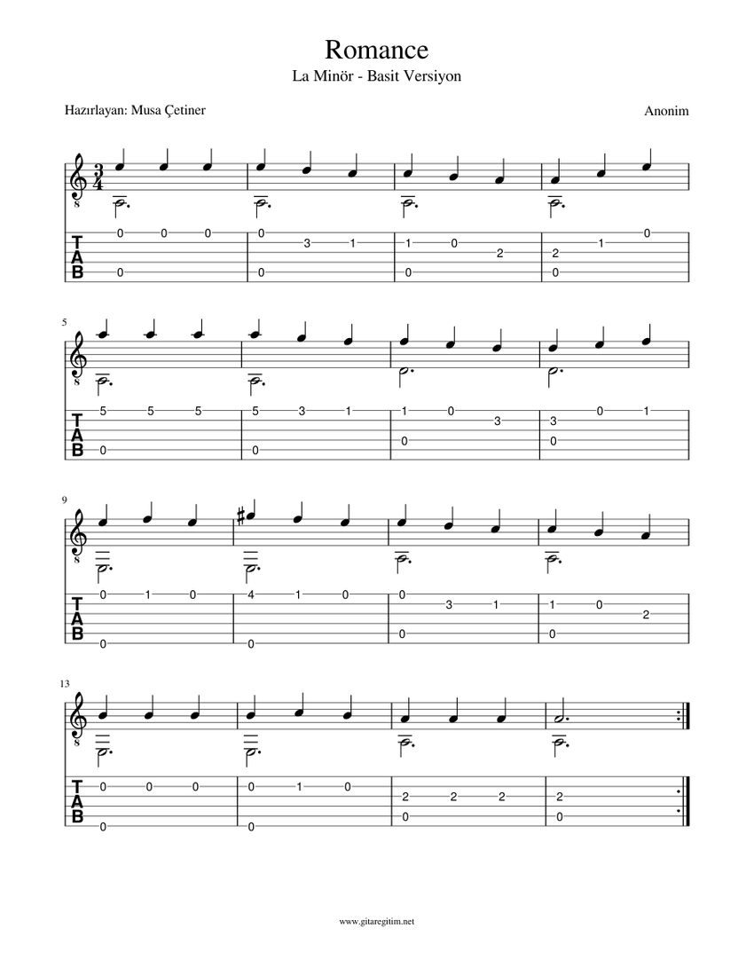 Romance Sheet music for Guitar (Solo) | Musescore.com