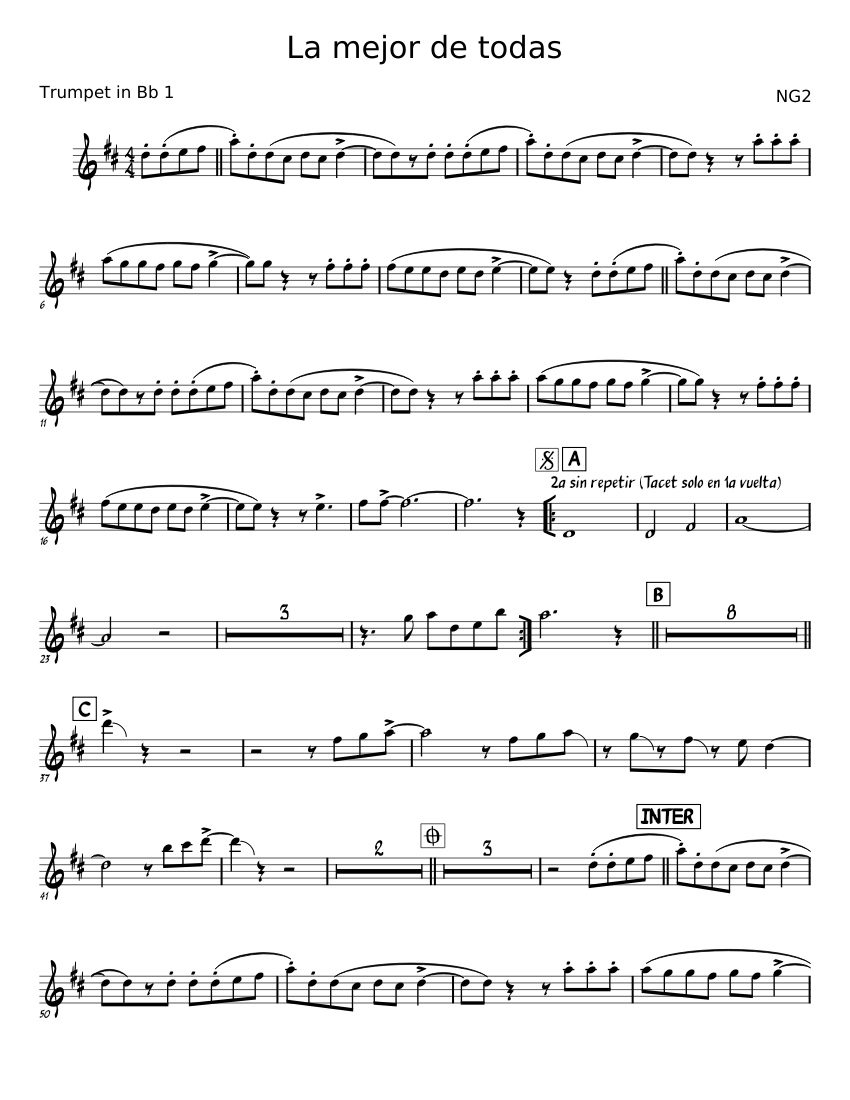 La mejor de todas - Banda El Recodo Sheet music for Trumpet in b-flat ...