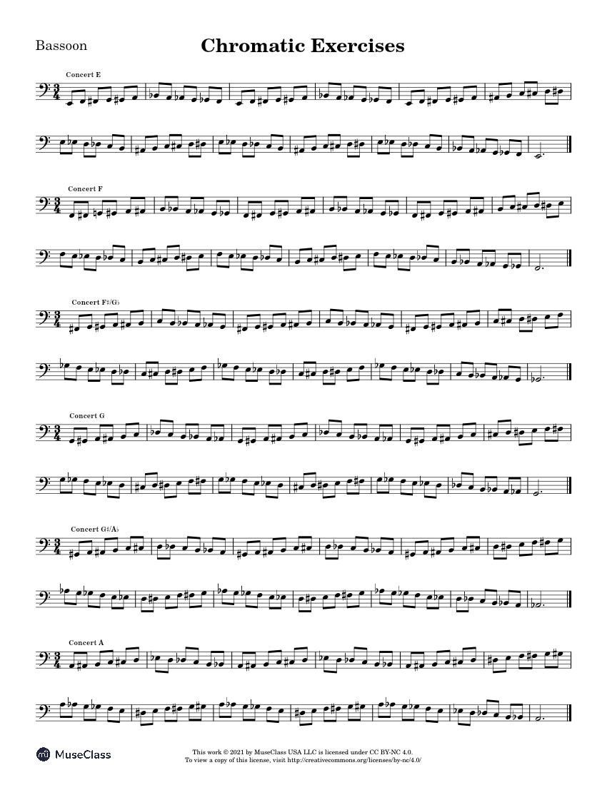 Chromatic Exercises for Bassoon Sheet music for Bassoon (Solo ...