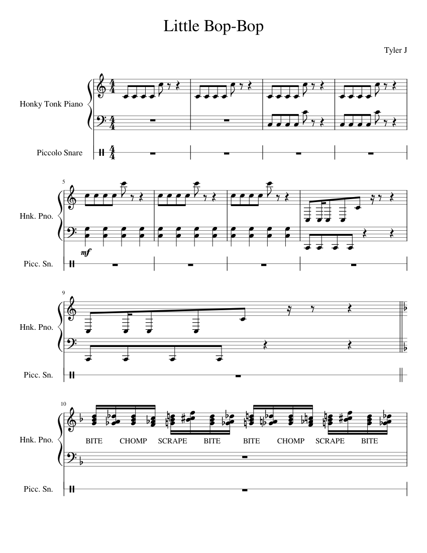 Little Bop-Bop Sheet music for Piano, Snare drum (Mixed Duet ...