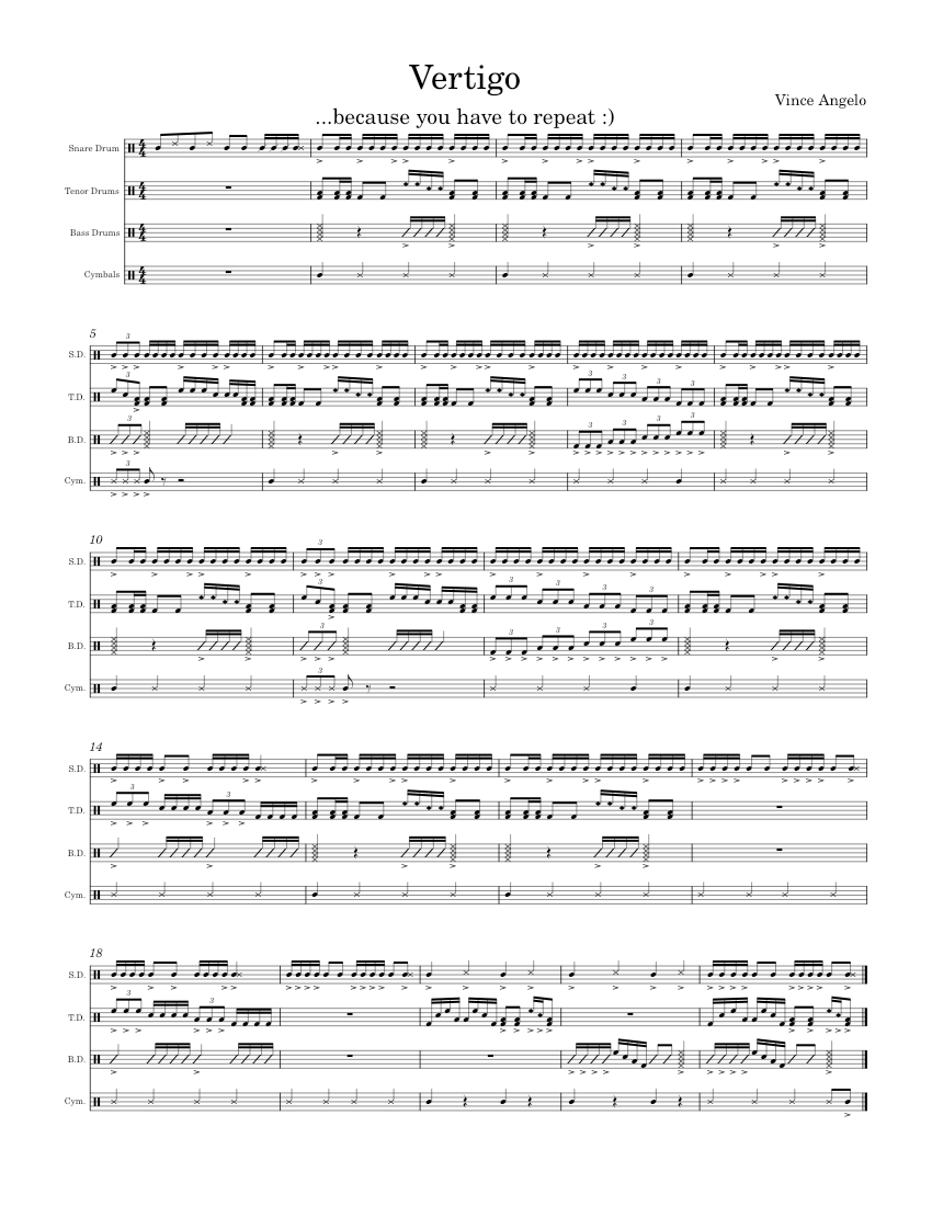 Vertigo Sheet music for Tuba, Synthesizer, Trumpet other (Drum Corps ...